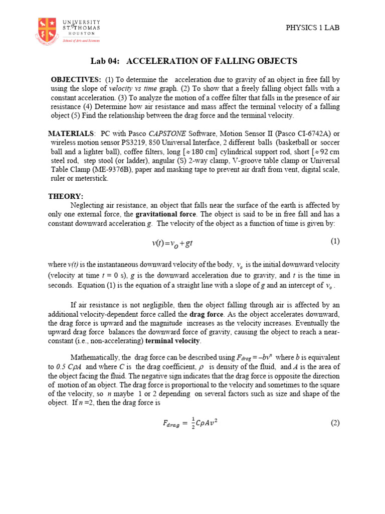 Lab 04 Instructions | PDF | Force | Velocity