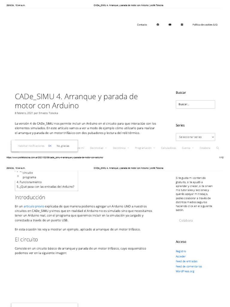 CADe - SIMU 4. Arranque y Parada de Motor Con Arduino - Profe TolockaU98 | PDF | Relé | Arduino