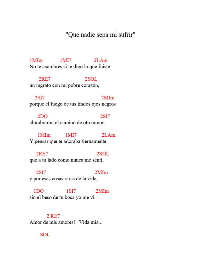 Que Nadie Sepa Mi Sufrir | PDF