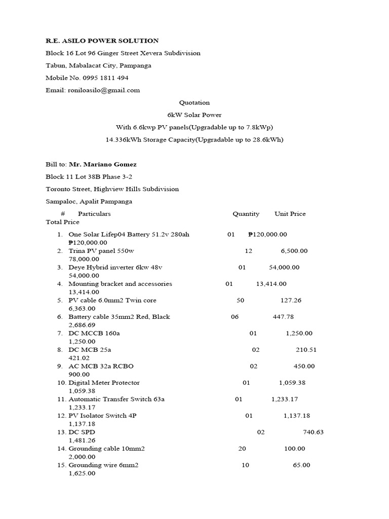 Quotation | PDF | Electricity | Electrical Engineering