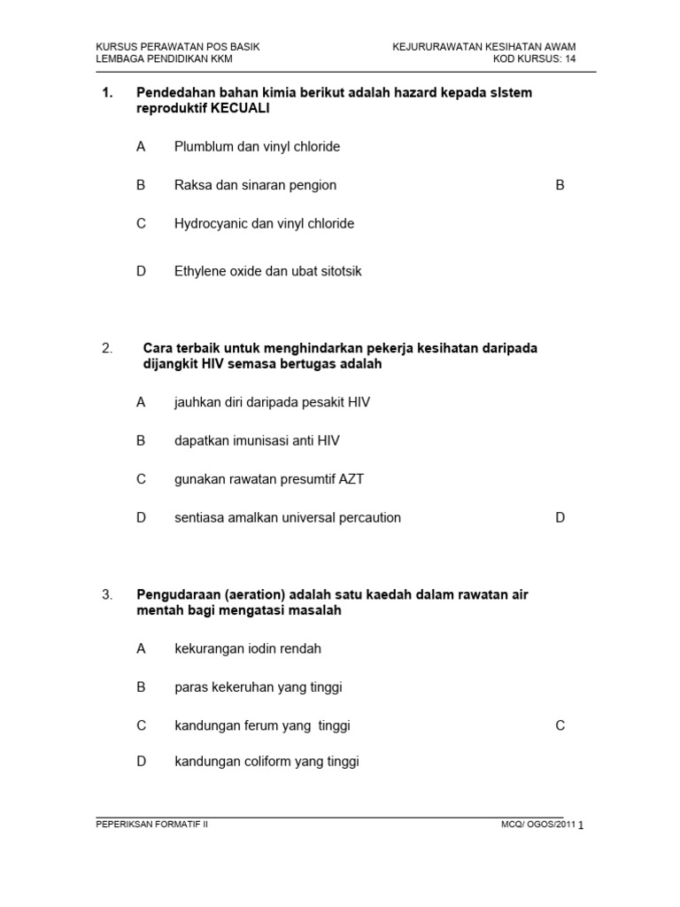 SOALAN MCQ FORMATIF II With Answer (SET 3) | PDF