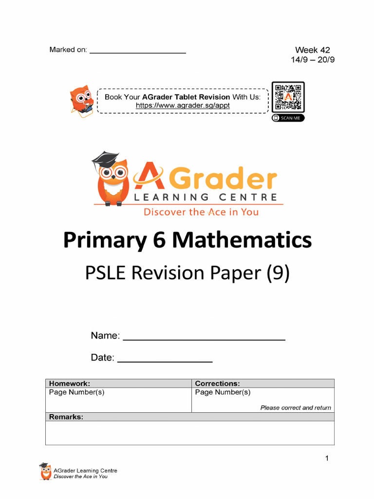 (Worked Solutions) Week 42 - P6 Math PSLE Revision Paper 9 | PDF