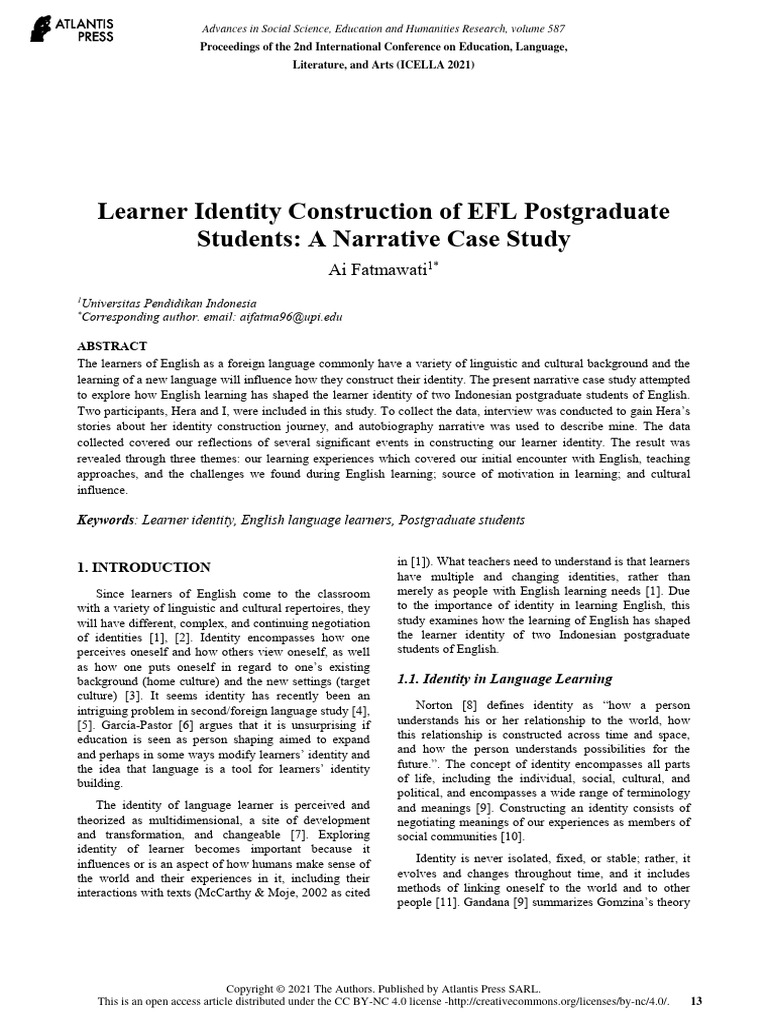 Learner Identity Construction of EFL Postgraduate Students: A Narrative ...