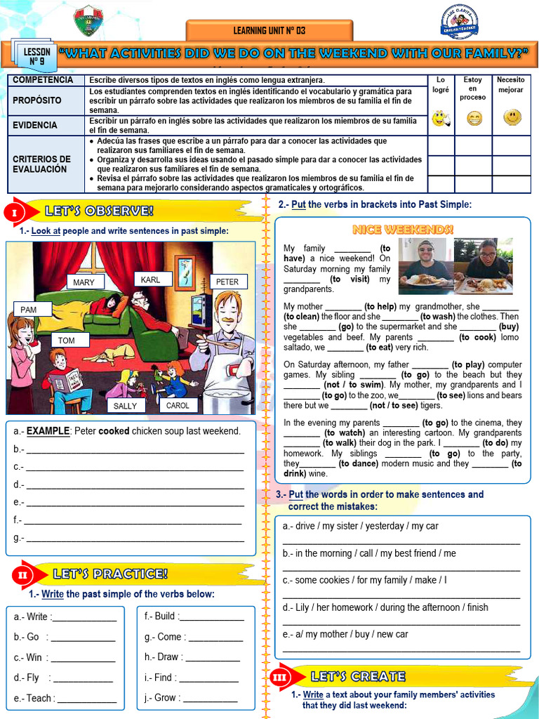 3° 4° Ficha de Actividades Week #09 UNIT 3 | PDF