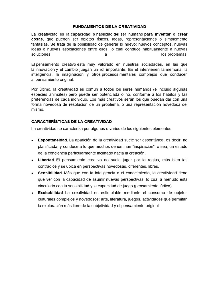 FUNDAMENTOS DE LA CREATIVIDAD | PDF