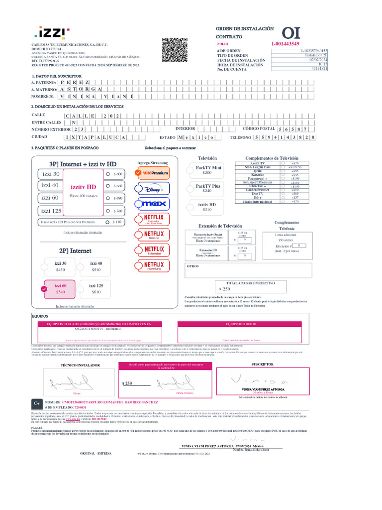 Instalación de Servicios Cablemás e izzi | PDF | Telecomunicaciones ...