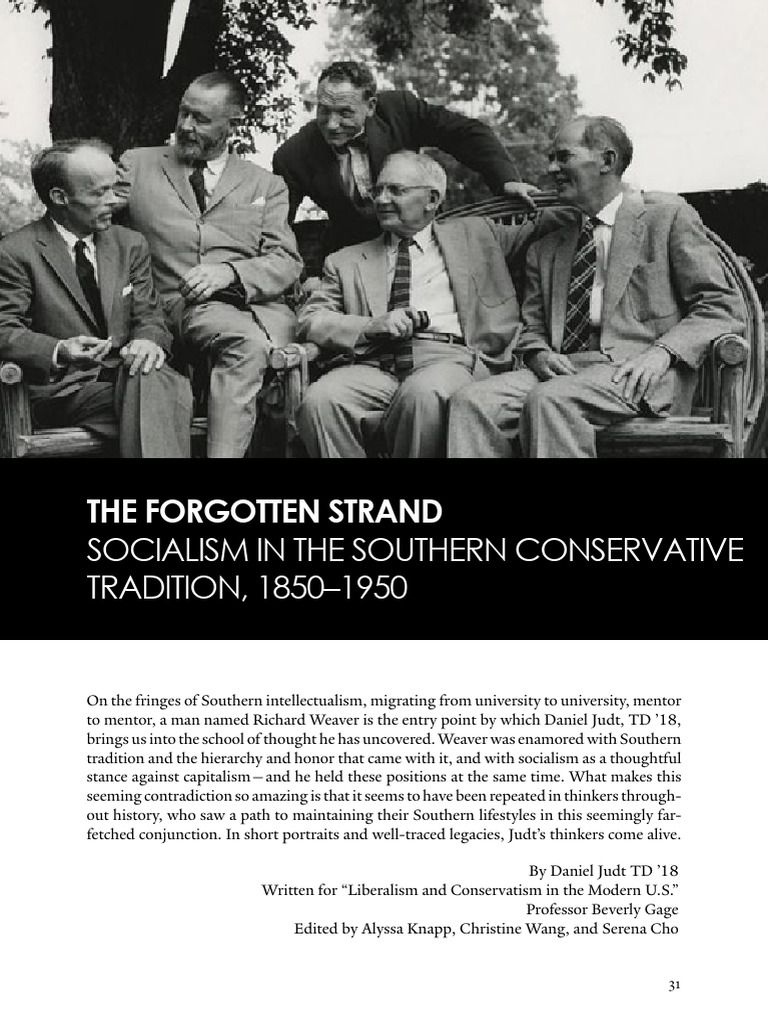 The Forgotten Strand: Socialism in The Southern Conservative TRADITION ...