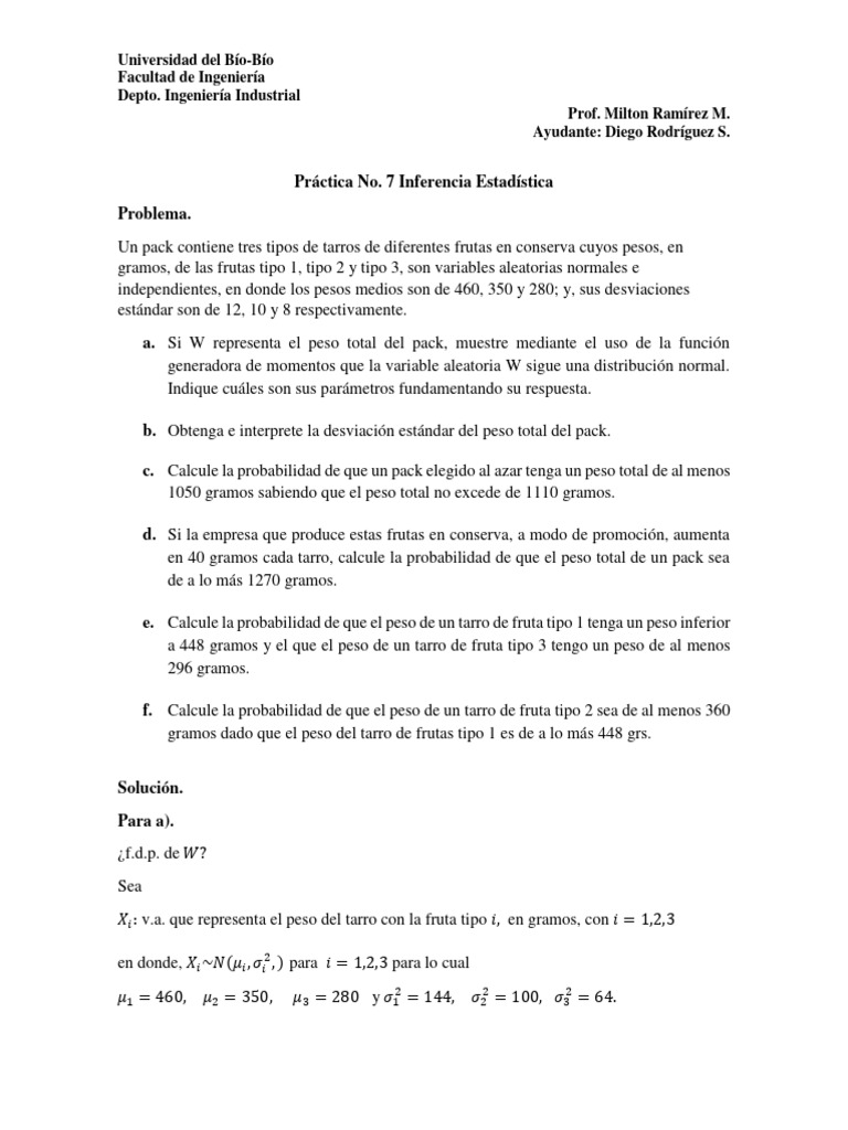 Solución Práctica No. 7 | PDF | Variable aleatoria | Distribución normal