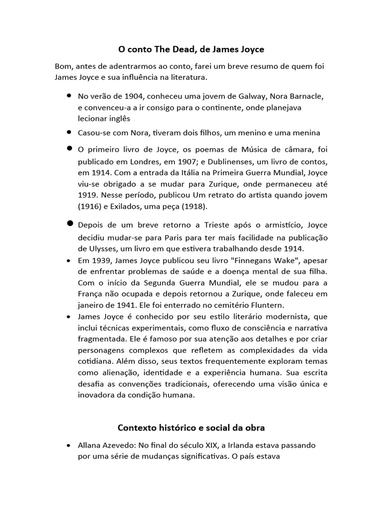 Análise de "The Dead" de Joyce | PDF | James Joyce | República da Irlanda