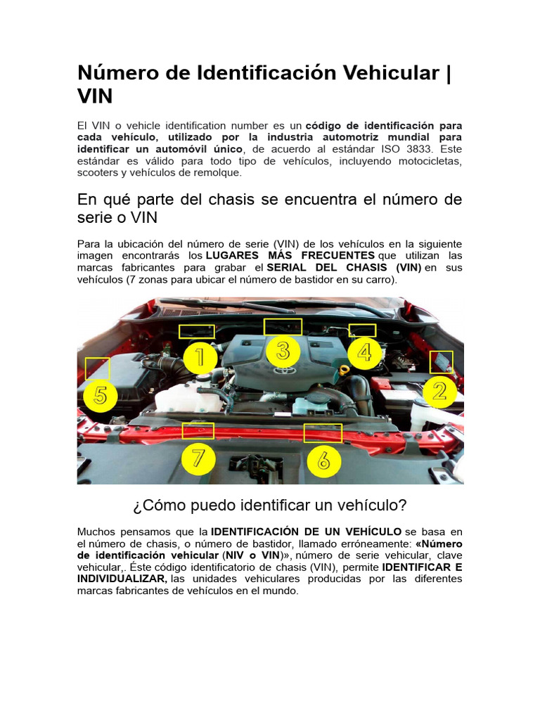 Guía Completa del VIN para Vehículos | PDF | Vehículos | Vehículo de motor