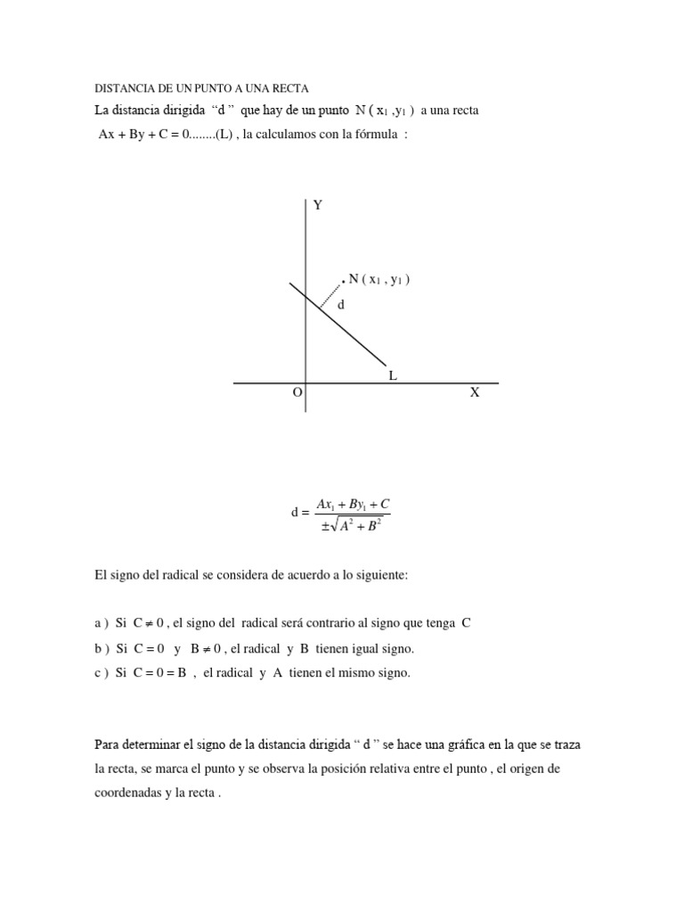 Distancia de Un Punto A Una Recta | PDF | Línea (geometría) | Matemáticas