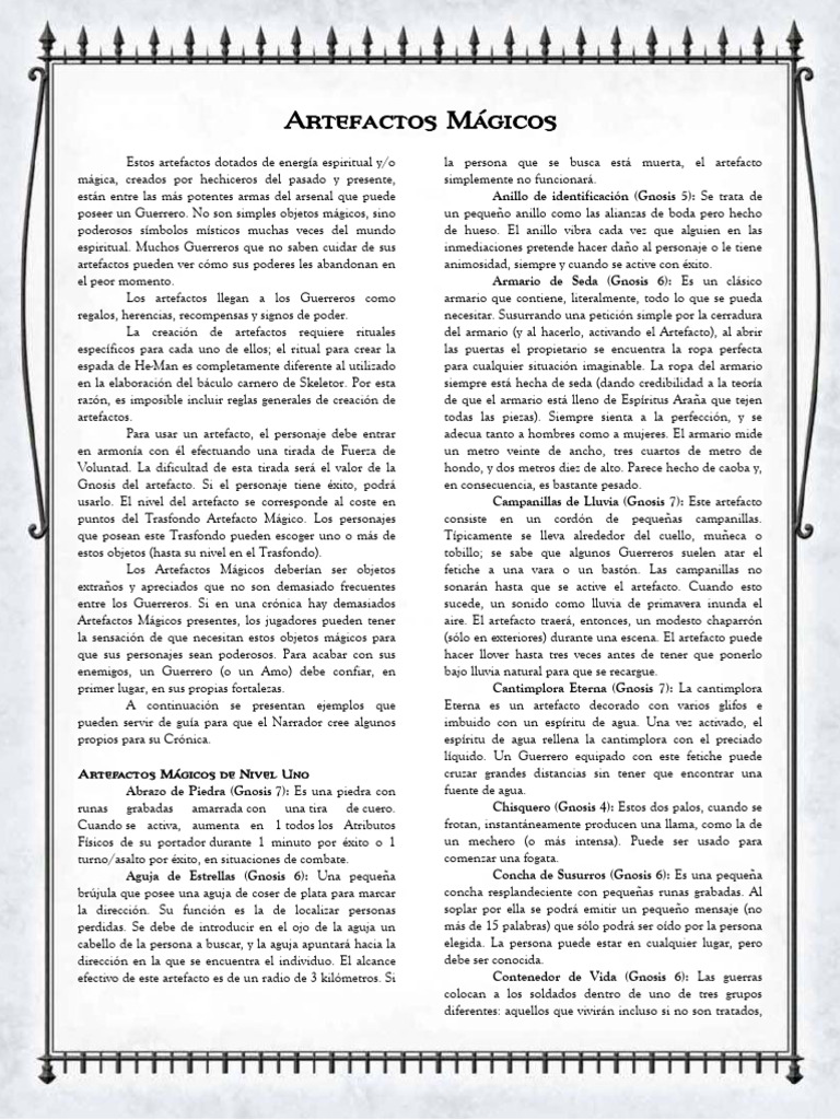 Artefactos Magicos | PDF | Arco y flecha | Guante