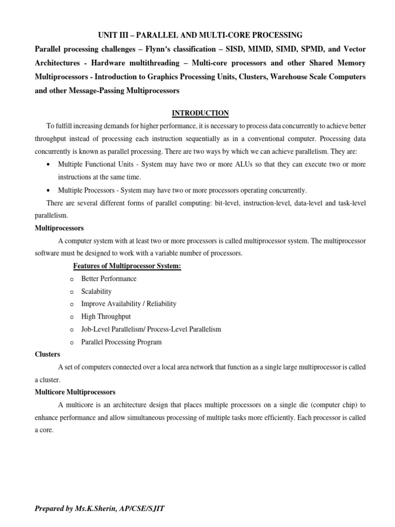 Unit Iii Pdf Parallel Computing Central Processing Unit