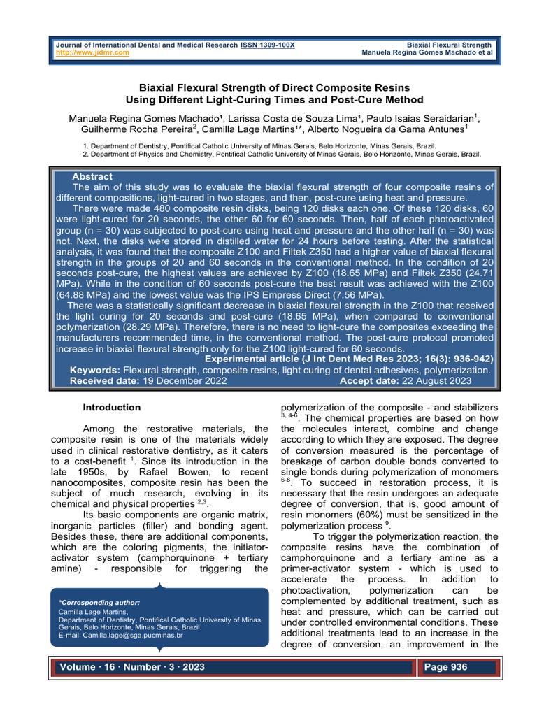 2-D22 2090 Camilla Lage Martins Brazil | PDF | Polymers | Dental Composite