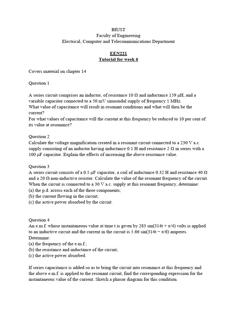 Resonance in RLC Circuit Analysis | PDF | Inductor | Electrical Network