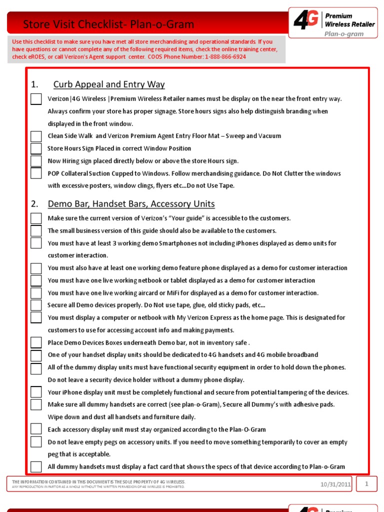District Regional Manager Checklist November 2011 V2 | Point Of Sale ...