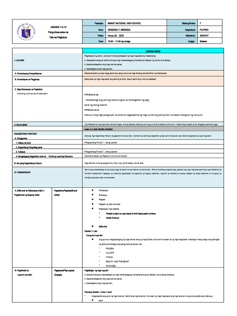 Cot 2 Learning Plan | PDF