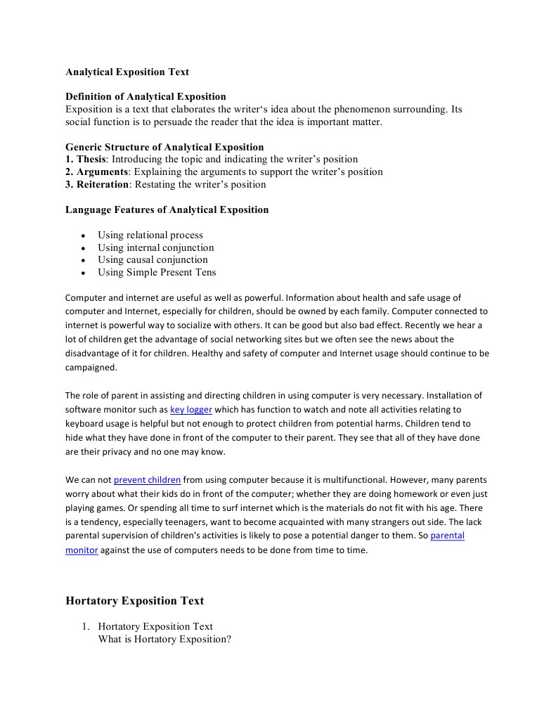 Analytical & Hortatory Exposition Text | PDF | Verb | Language Mechanics