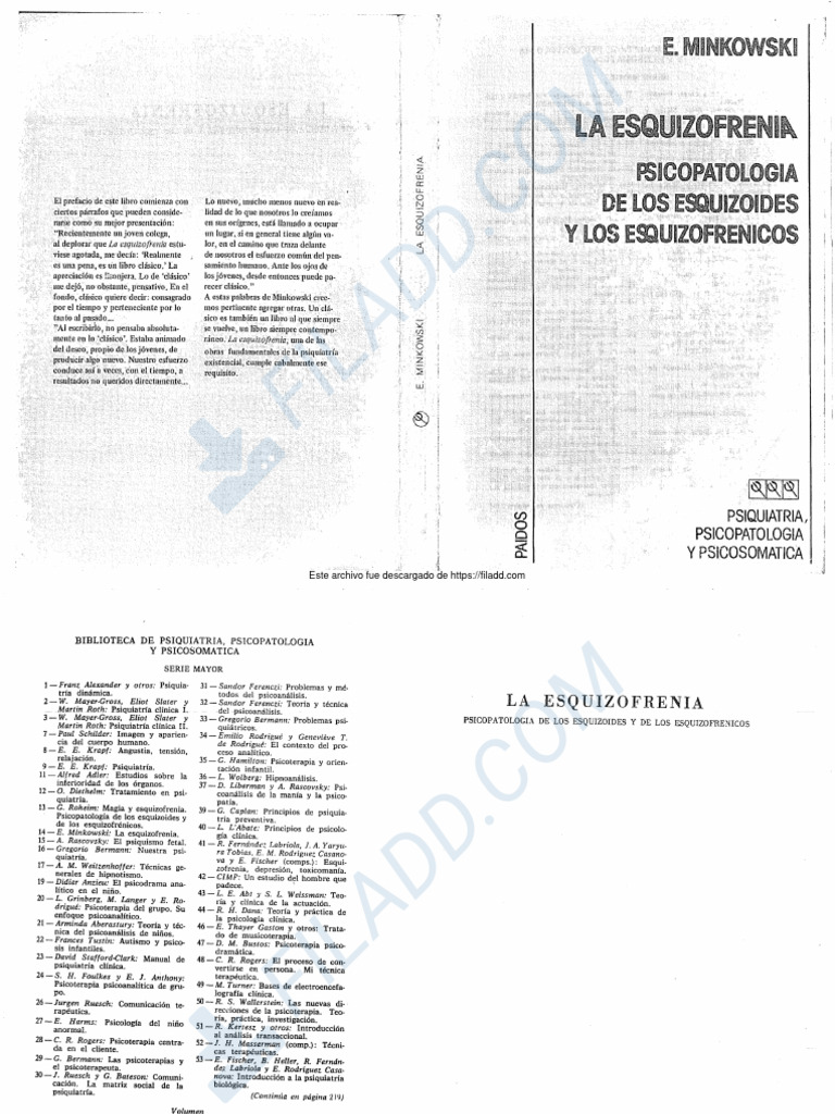 210 Minkovski La Esquizofrenia LIBRO COMPLETO | PDF | Hogar y jardín