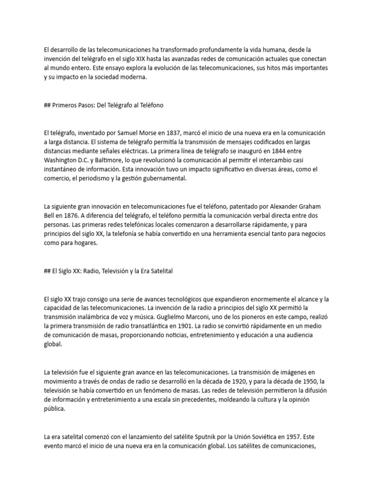 Telecom Historia | PDF | Telecomunicaciones | Internet