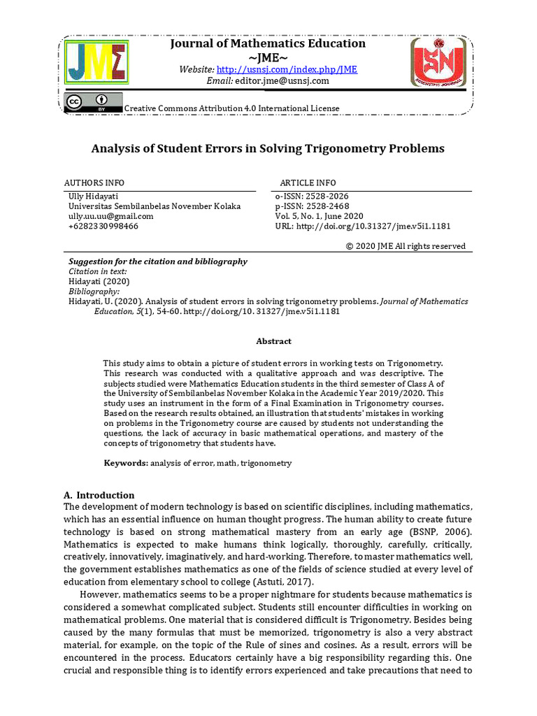 Analysis_of_Student_Errors_in_Solving_Trigonometry1111 | Download Free PDF | Trigonometric ...