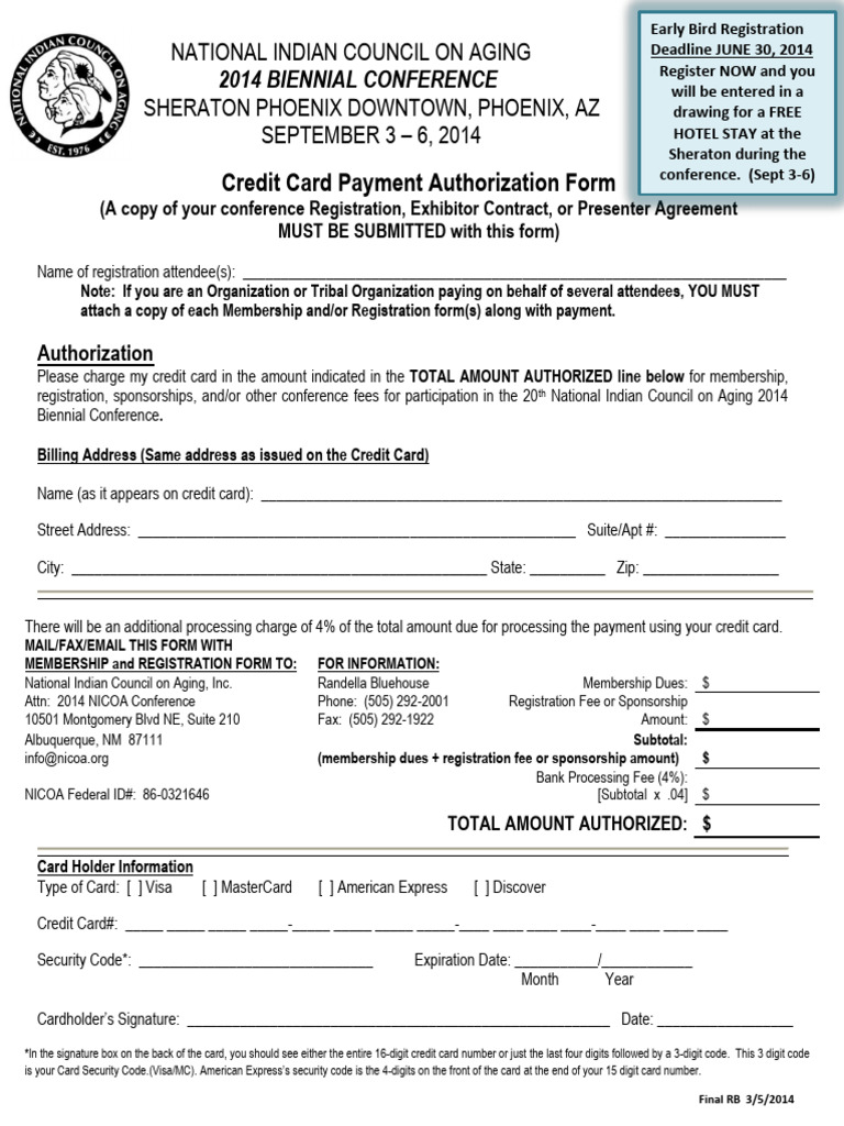 Credit Card Payment Authorization Form1 | PDF | Credit Card | Visa Inc.