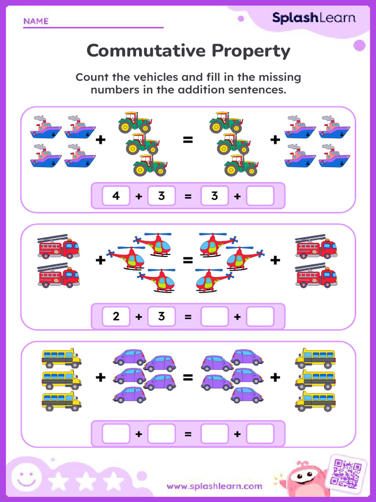 Commutative Property of Addition Worksheet | PDF