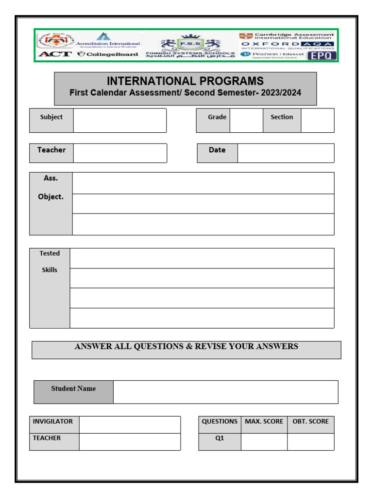 First ASSESSMENT-COVER PAGE | PDF