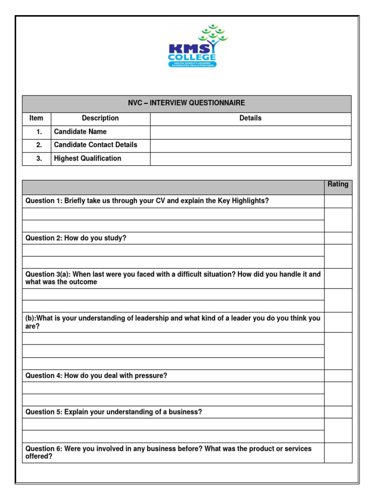 NVC INTERVIEW QUESTIONNAIRE-1 2 | PDF