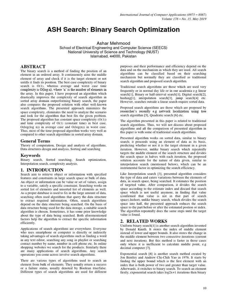 ASH Search Binary Search Optimization | PDF | Time Complexity | Algorithms