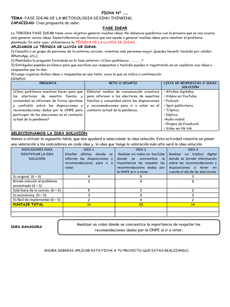 FICHA IDEAR - PROTOTIPAR Y EVALUAR Tercero | PDF | Crecimiento personal y profesional | Arte