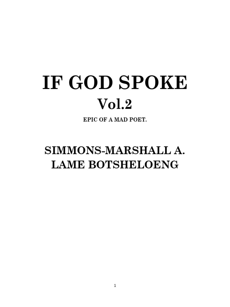 IF GOD SPOKE Vol. 2 | PDF | Religion & Spirituality | Poetry
