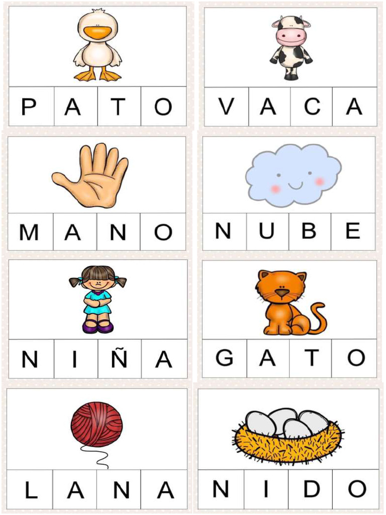 1 - Alfabetización Inicial - Tarjetas - Formación de Palabras | PDF