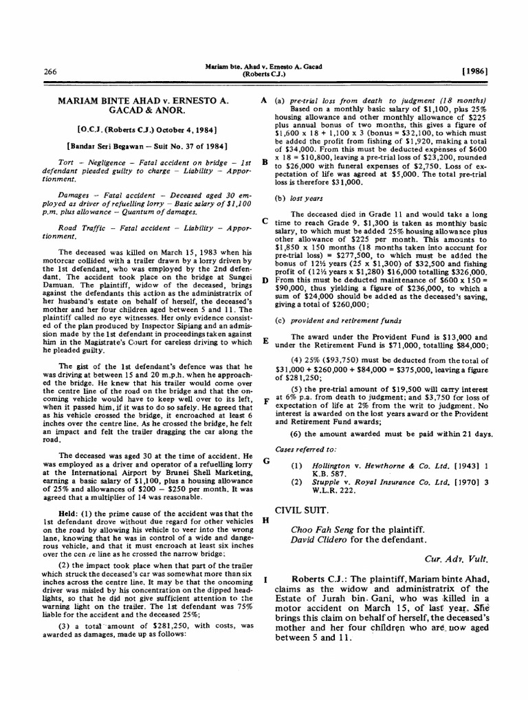 MARIAM BINTE AHAD V ERNESTO A GACAD & ANOR | PDF