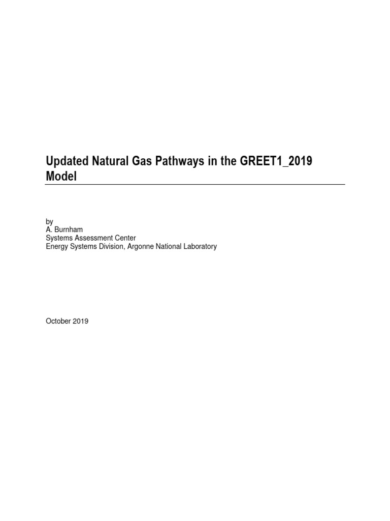 Updated Natural Gas Pathways in The GREET1 - 2019 Model | PDF | Natural ...