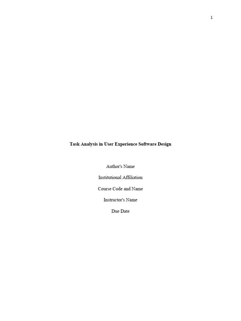 Task Analysis in User Experience Software Design | PDF | Usability | Decision Making
