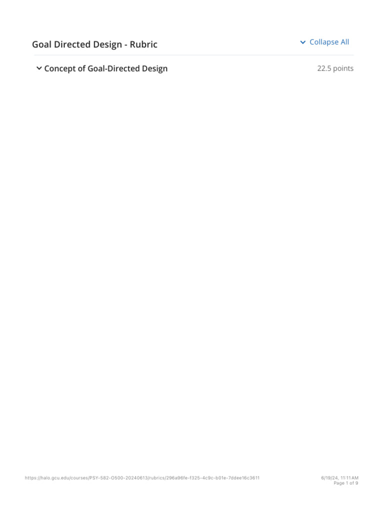 PSY-582 Rubric - Goal Directed Design | PDF | Argument | Syntax