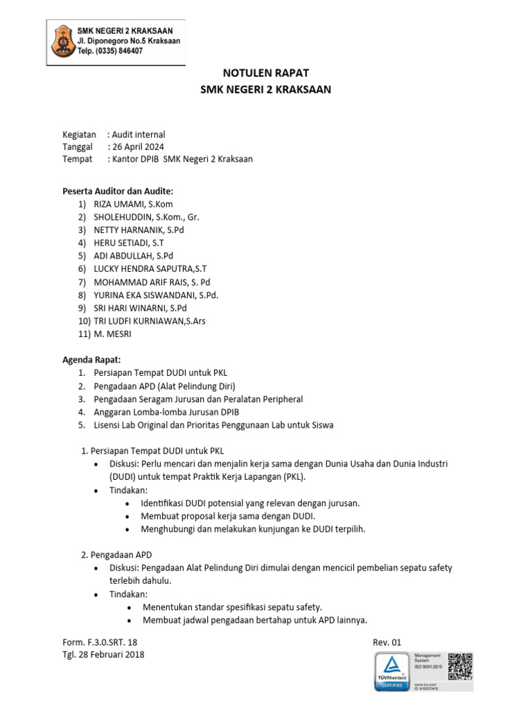 Notulen Dan AI DPIB | PDF