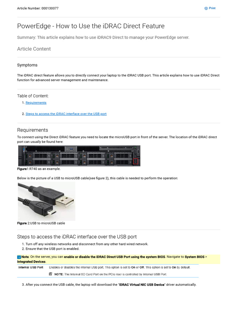 PowerEdge - How To Use The iDRAC Direct Feature - Dell US | PDF | Usb | Computer Network