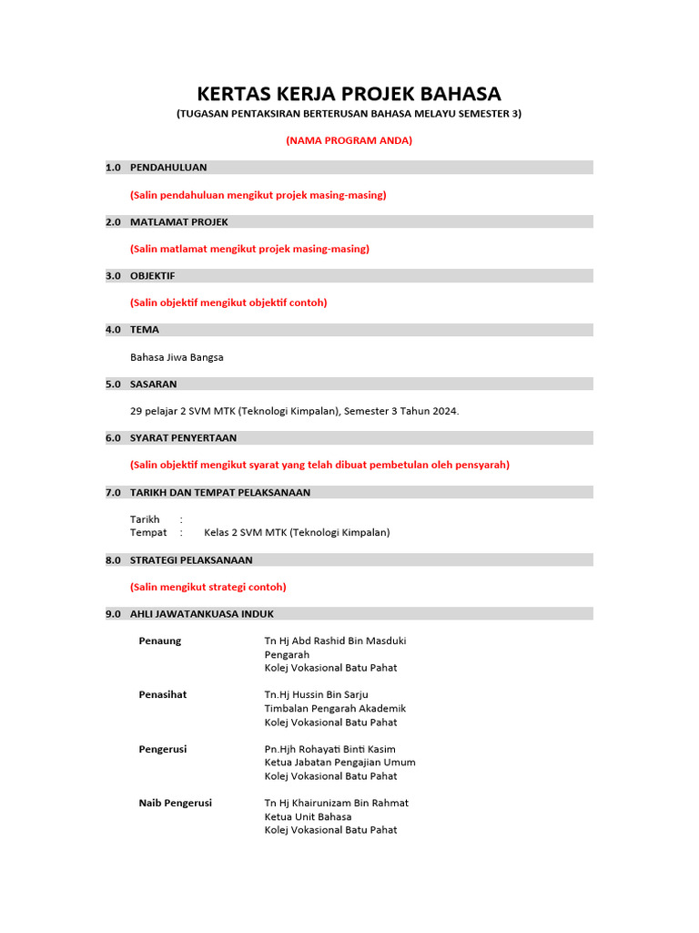 Kertas Kerja Projek Bahasa | PDF