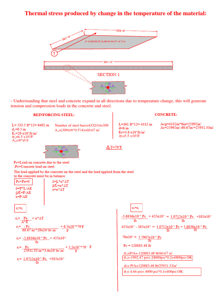 Thermal Stress Calculation | PDF | Concrete | Physical Sciences