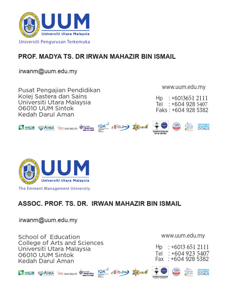 UUM Business Management Contacts | PDF