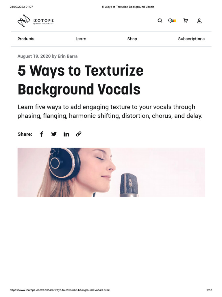 Texturize Background Vocals: 5 Techniques | PDF | Acoustics | Signal ...
