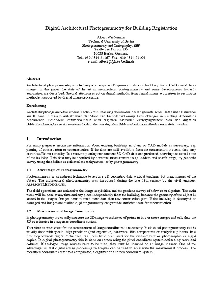Digital Photogrammetry for Buildings | PDF | Image Scanner | Computer ...