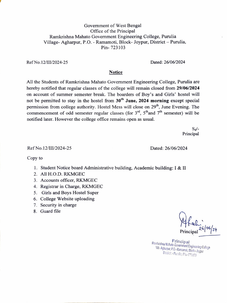 1719473266738summer Semester Break Notice | PDF