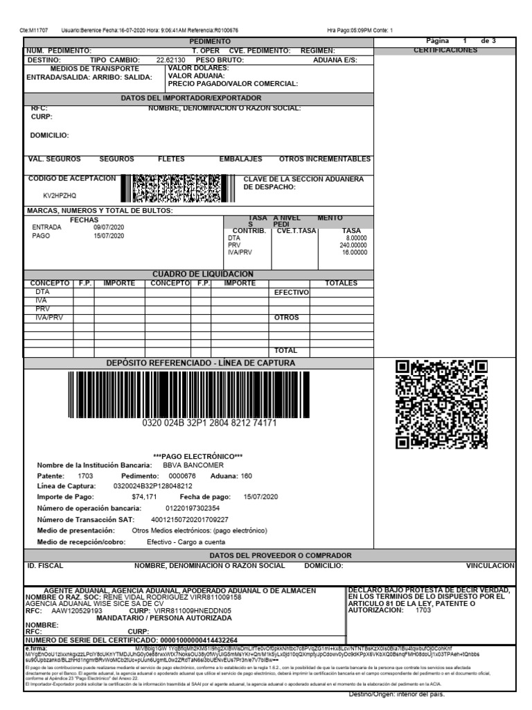 Ejemplo de Pedimento Aduanal Completo | PDF | aduana | Pagos