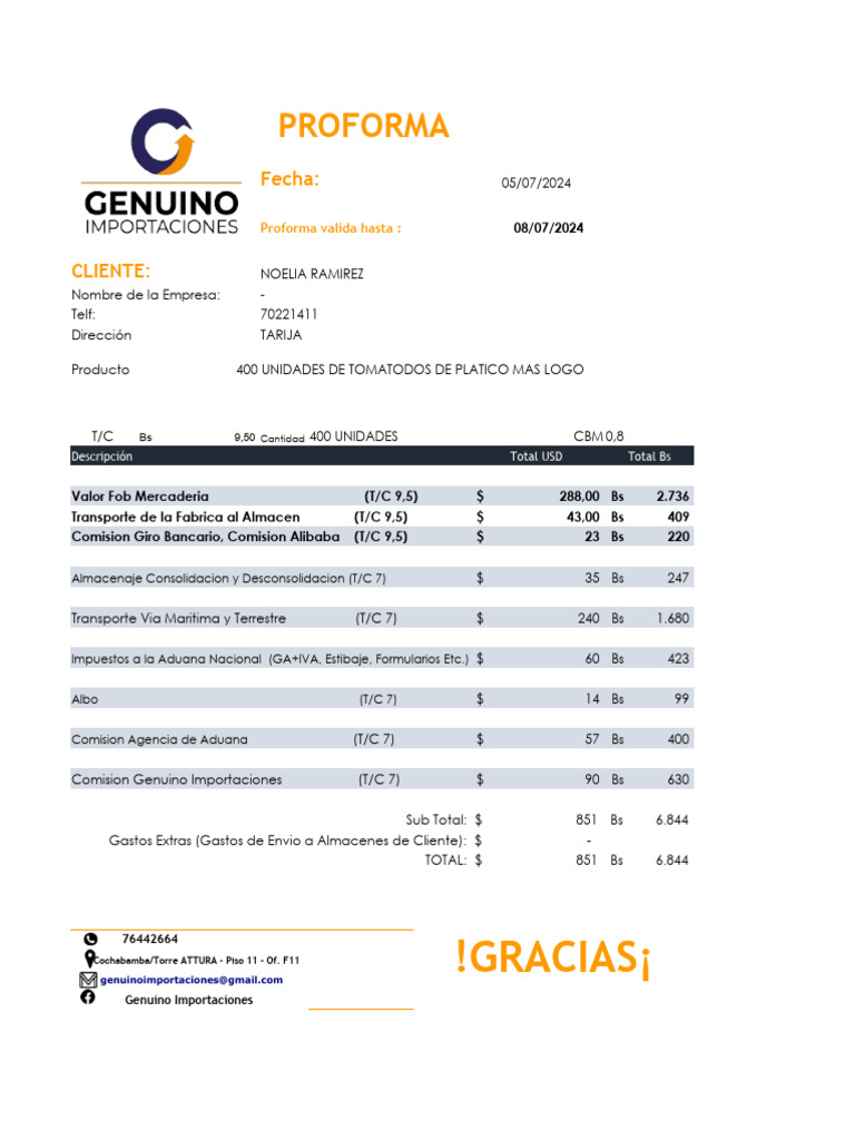 Proforma Genuino Importaciones-1 | PDF | Business | Pagos