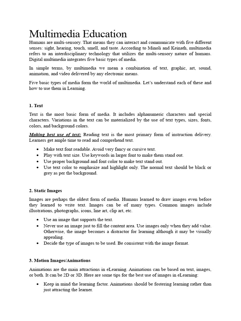 Multimedia Education | PDF | Multimedia | Learning