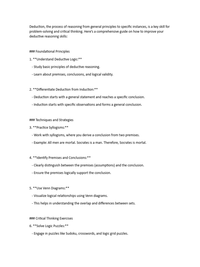 Enhancing Deductive Reasoning Skills | PDF | Logic | Deductive Reasoning