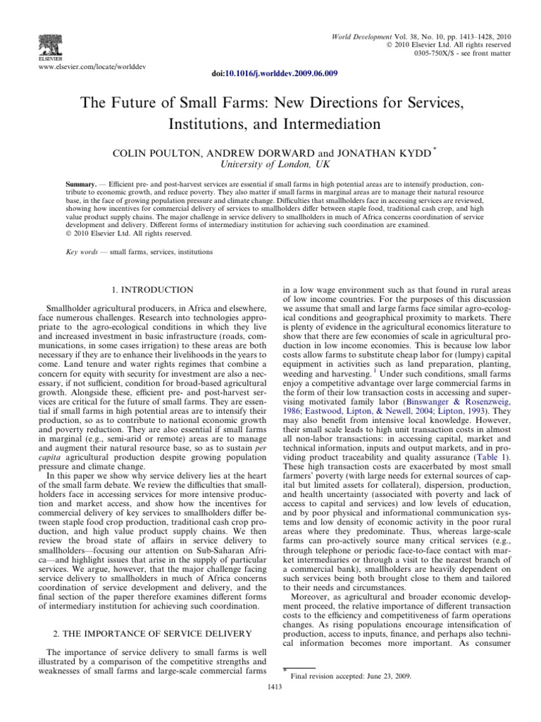 Future of Small Farms | PDF | Smallholding | Farms